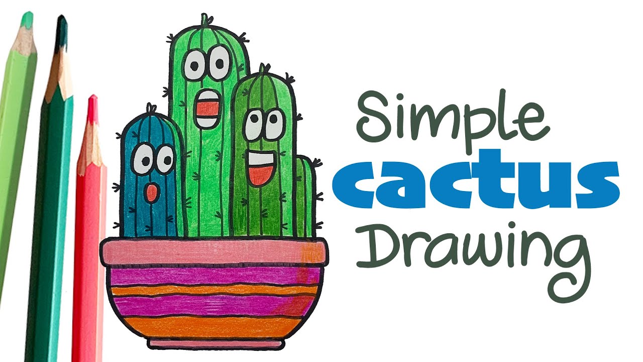 How to draw and color a Cactus Plant | Draw with me | Drawing for kids ...