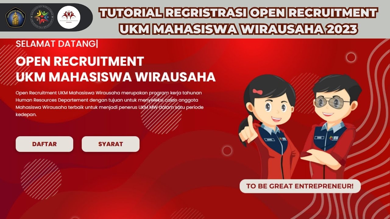 TUTORIAL REGISTRASI OPEN RECRUITMENT MAHASISWA WIRAUSAHA 2023 - YouTube