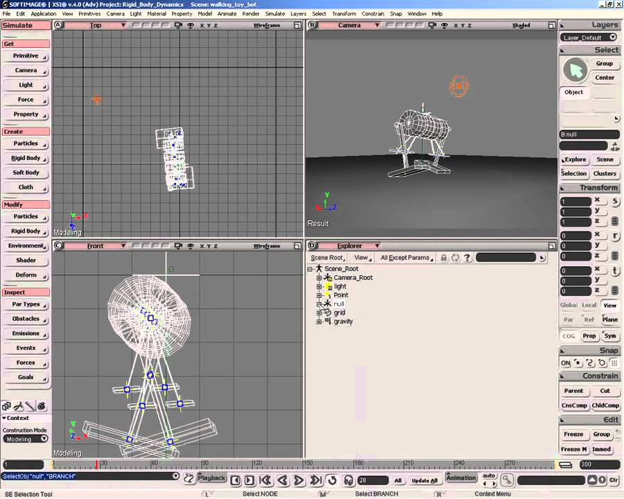 Simulation: Hierarchies managing rigid rigs - YouTube