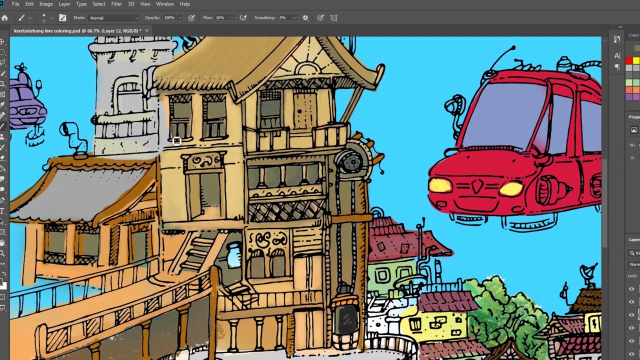 Digital Painting Kereta Terbang With Faiz Aziz - YouTube