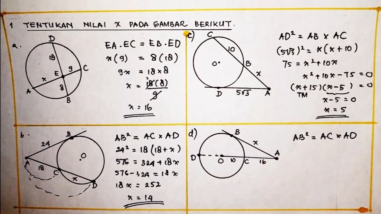4 Soal Perpotongan Tali Busur, Rumus Secant-Tangent, Dalil Ptolomeus ...