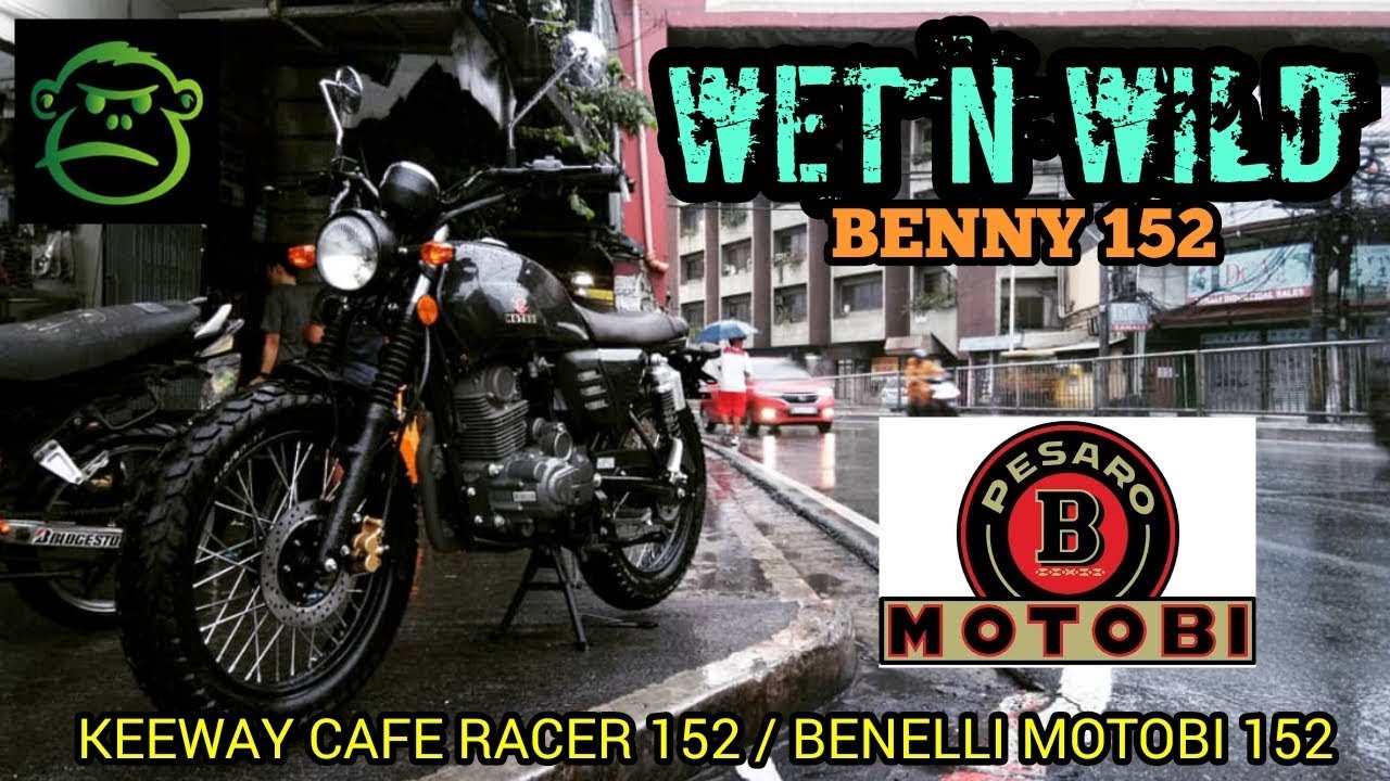 KEEWAY CAFE RACER 152 | BENELLI MOTOBI 152 | DRIVING IN THE RAIN - YouTube
