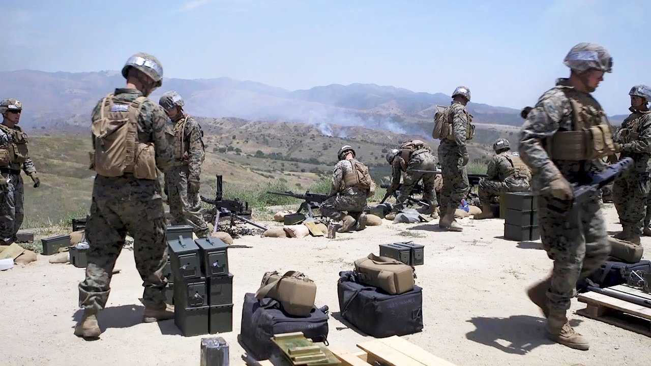 U.S. Marines Training On Heavy Machine Guns - YouTube