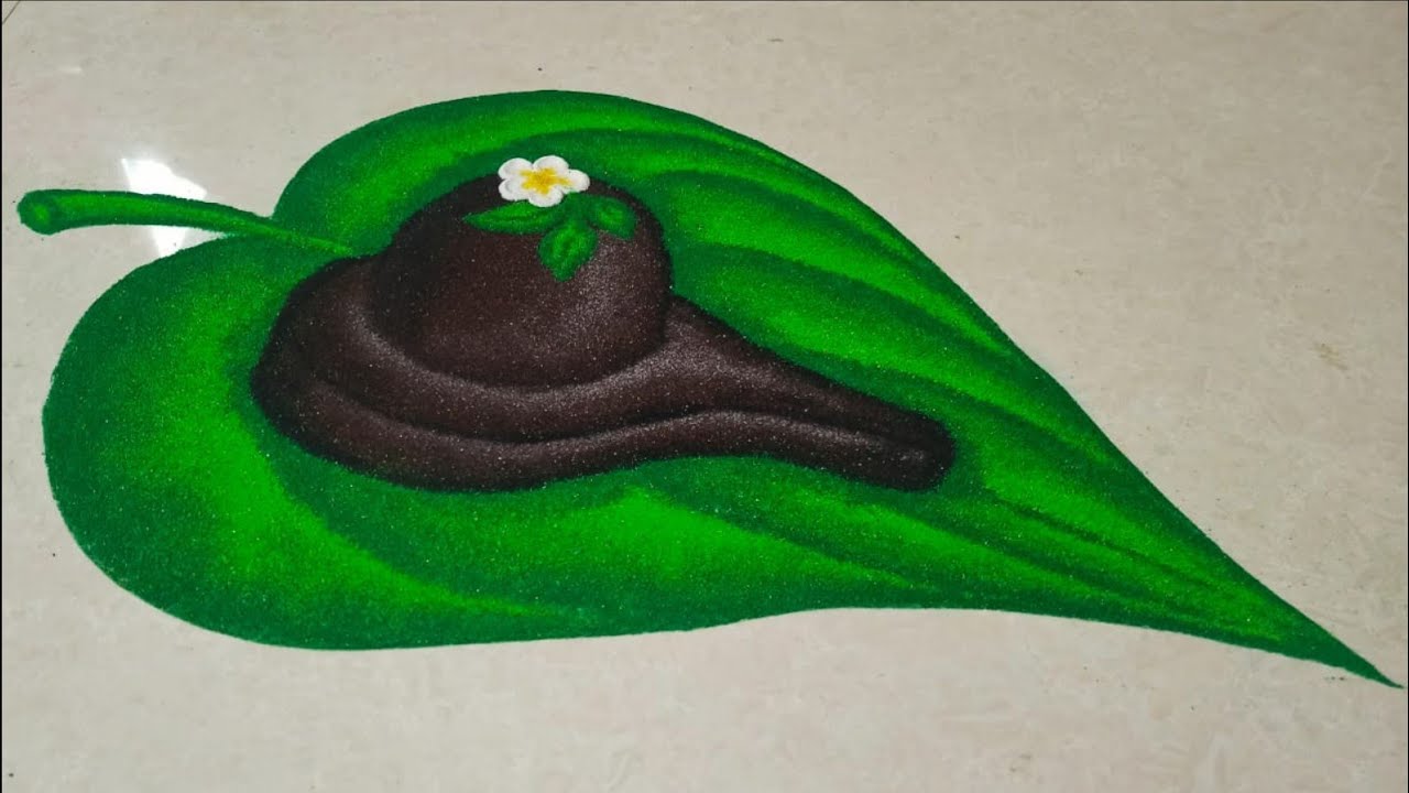 Haritalika teej special rangoli | Shiv pind in leaf Rangoli design ...