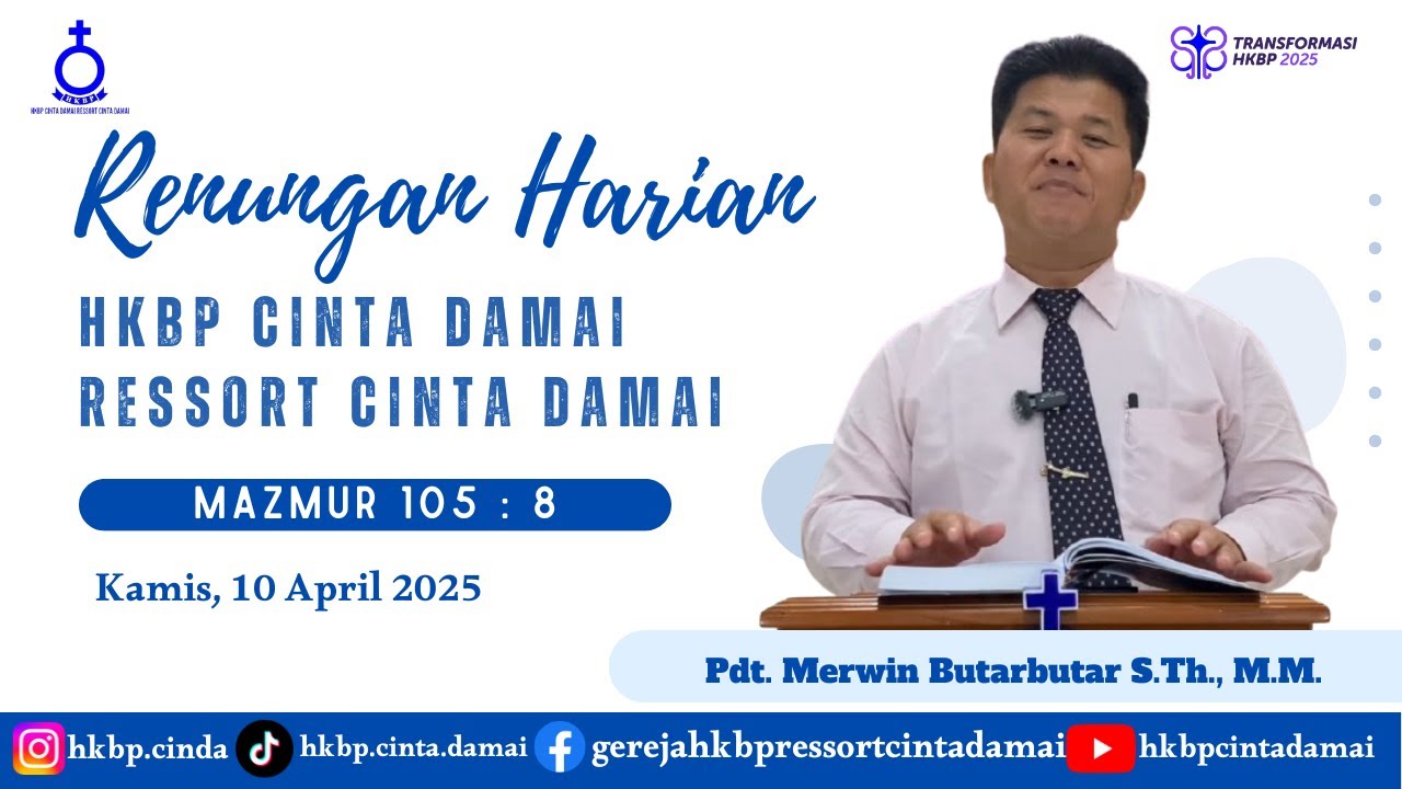RENUNGAN HARIAN HKBP CINTA DAMAI, Kamis 10 April 2025 | MAZMUR 105 : 8 ...