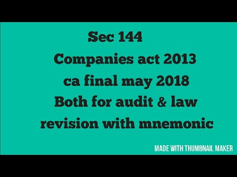 Companies act 2013 Sec 144! Ca final nov 2018 ! Both for audit & law ...