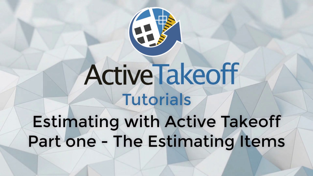 Active Takeoff Estimating part 1 - Creating Estimating Items - YouTube