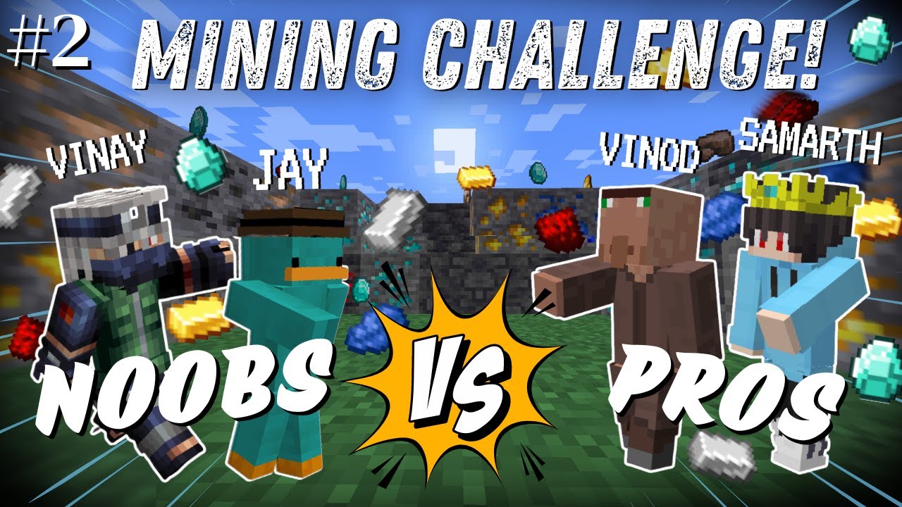 NOOBS VS PROS MINING CHALLENGE! | Minecraft Survival 2 - YouTube