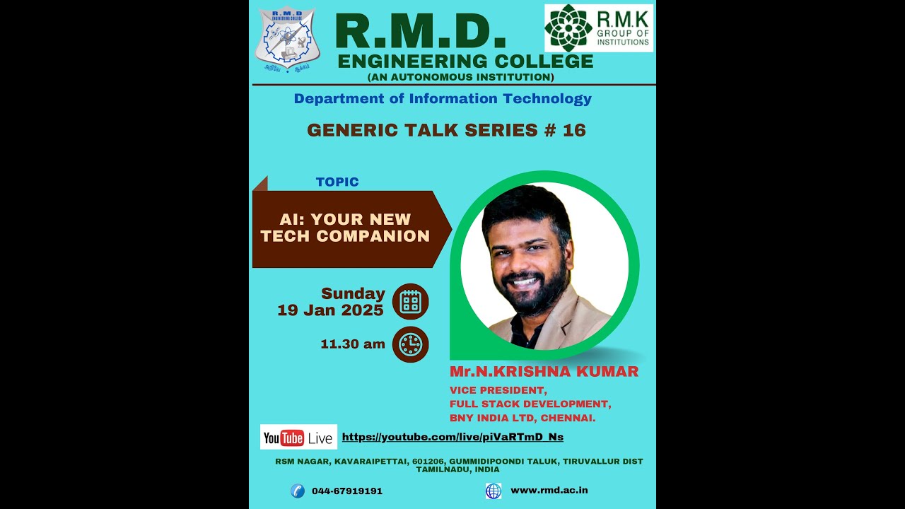 Generic Talk Series #16 - "AI: Your New Tech Companion" - YouTube