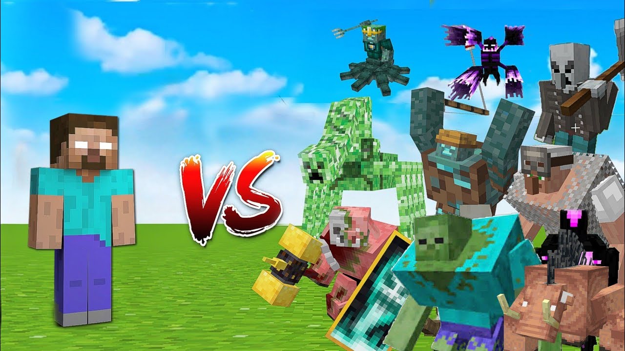 Herobrine Vs Mutant Mob Army In Minecraft Mob Battle Competition! - YouTube