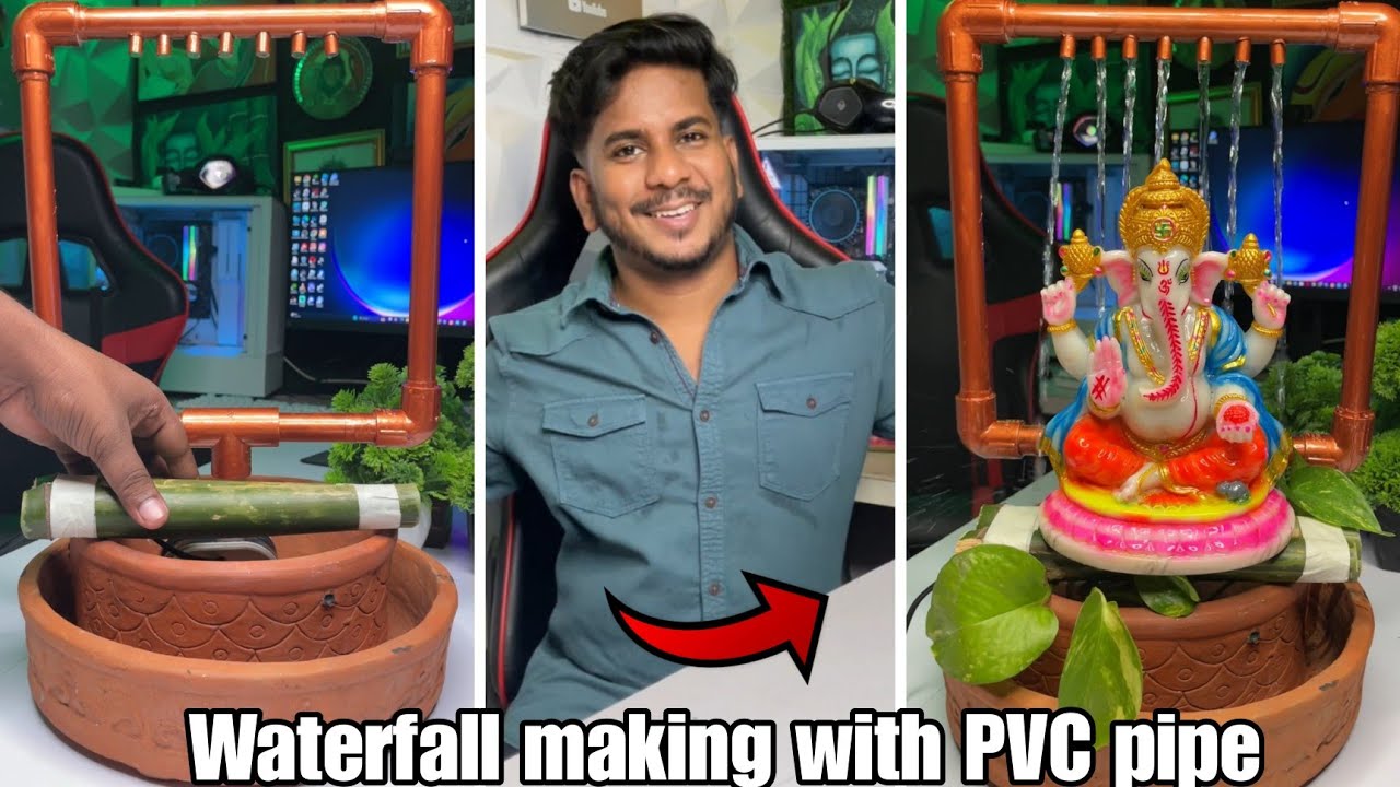 Diy Ganpati bappa water Fountain making with pvc pipe Water fall Step ...