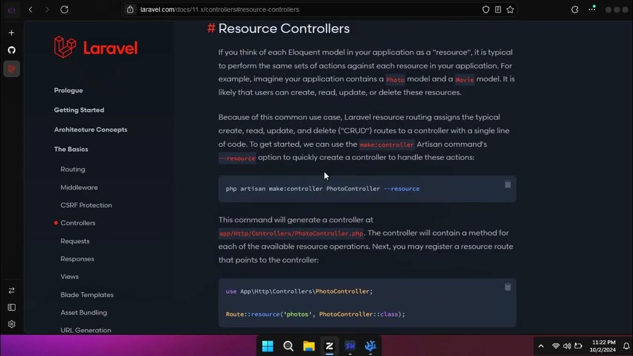 Tutorial membuat CRUD sederhana menggunakan Resource Controllers di Laravel 11 - YouTube