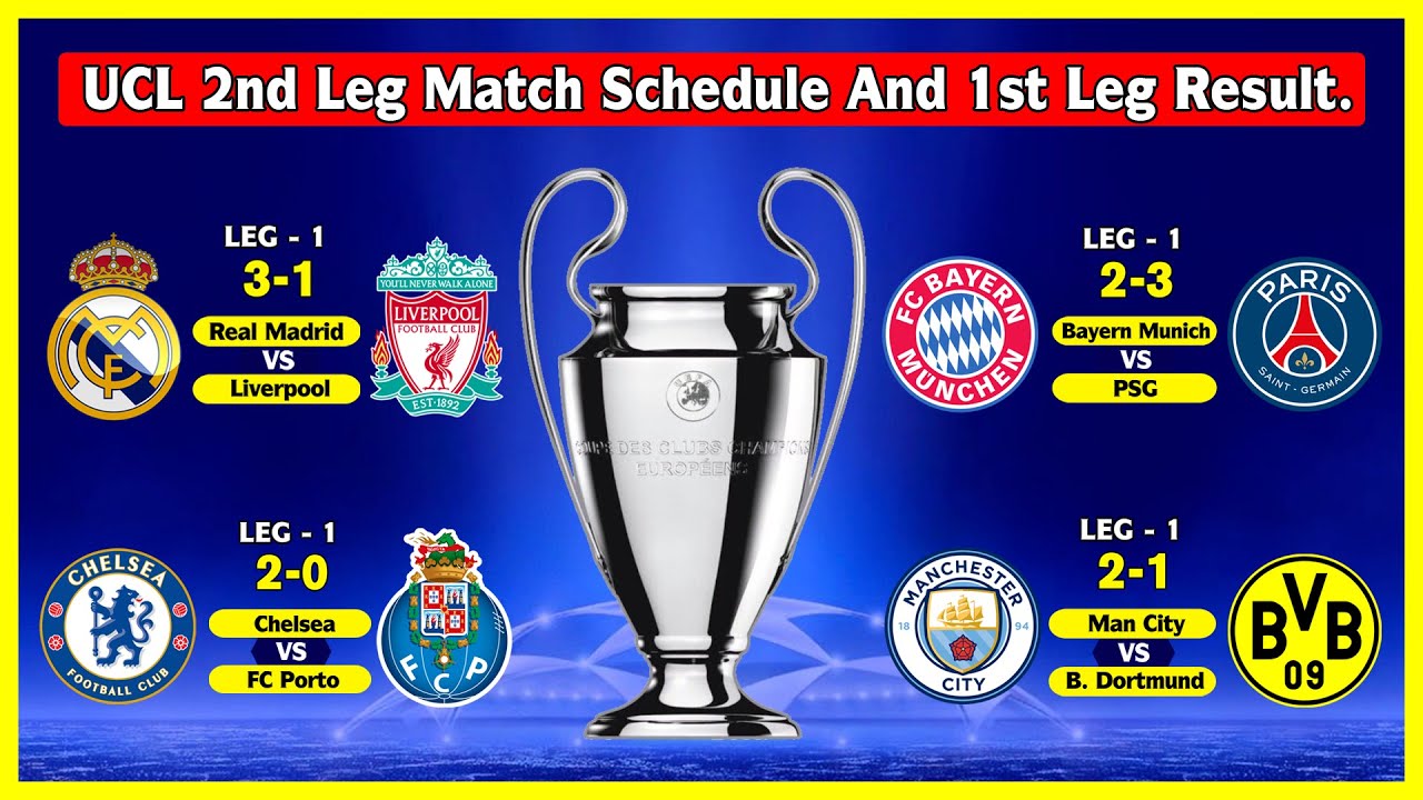 UEFA Champions League Quarter Final 2nd Leg Match Schedule And 1st Leg ...