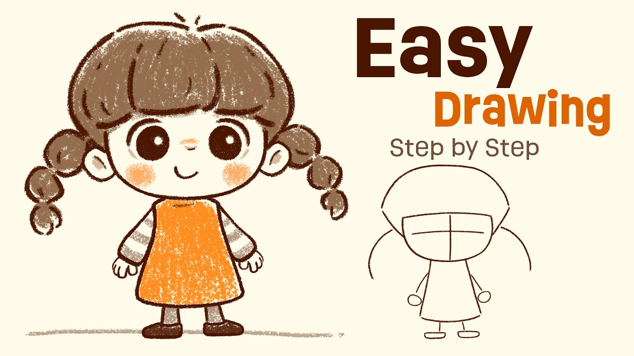 How To Draw A Cute Cartoon Girl -Easy Step by Step Drawing Tutorial # ...