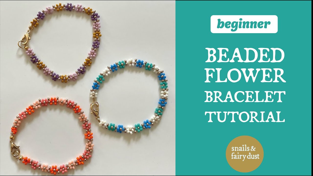 Beaded Flower Bracelet Tutorial - Easy DIY Beaded Bracelet - YouTube