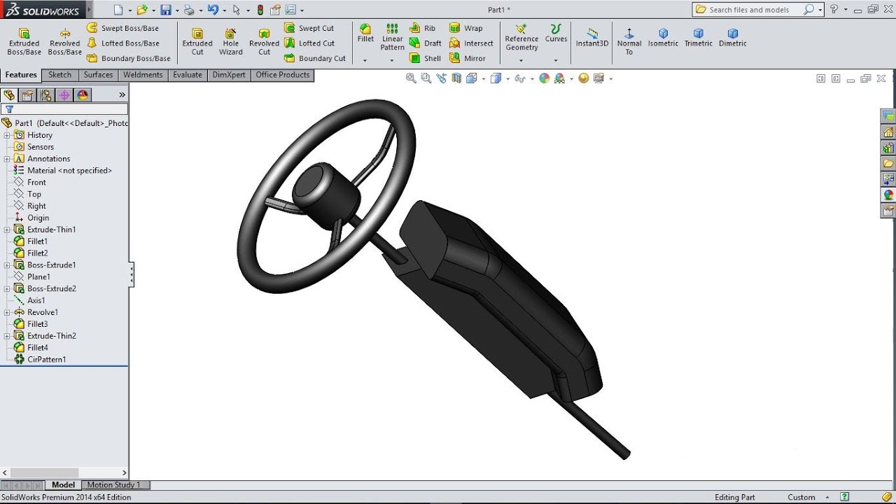 SolidWorks Tutorial | Forklift 24. Steering Wheel - YouTube