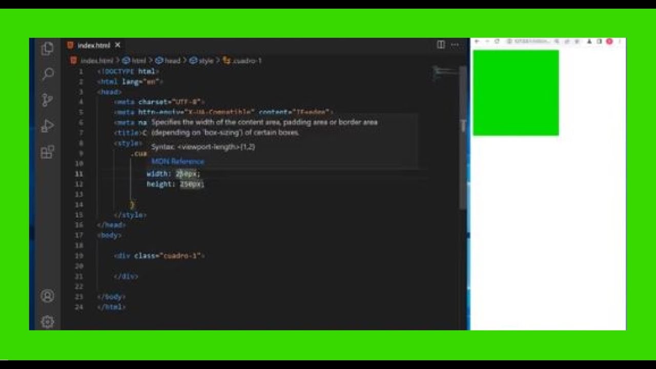 como hacer un CUADRO grande en HTML 🚀 - YouTube