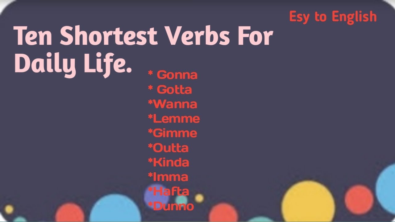 10 Usefull Shortest Verbs for daily Life.. @easytoenglishbysanthusha ...