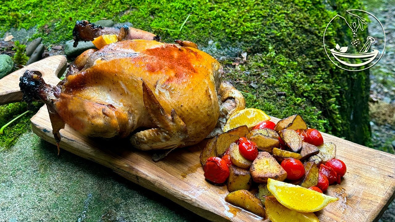 🔥Delicious Whole Chicken Recipe Cooked Over a Fire With honey sauce and ...