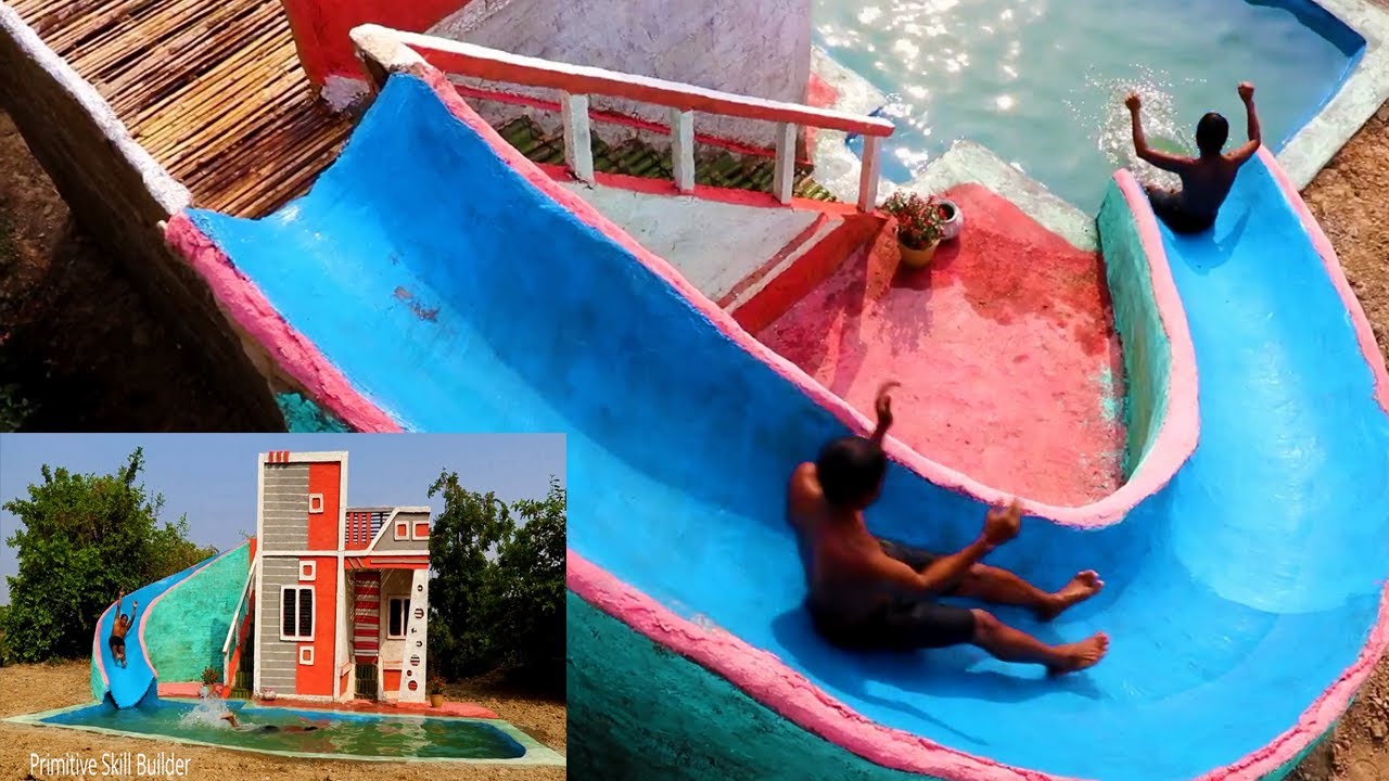 39 Days Build Modern Mud Villa And Design Water Slide Into Beautiful ...