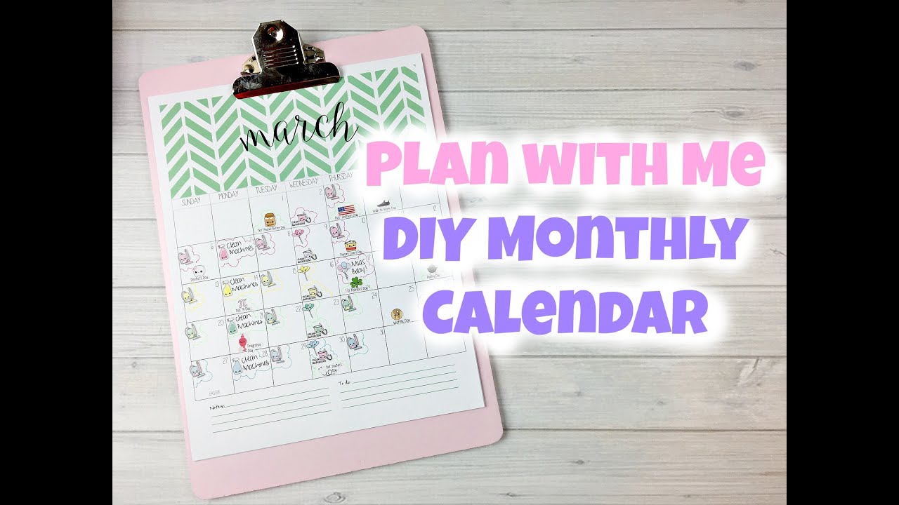 Sweet Kawaii Design - Plan With Me - DIY Monthly Calendar - YouTube
