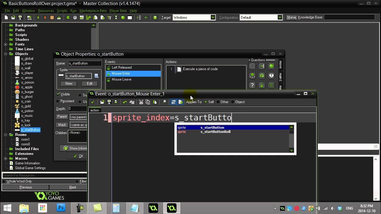 GameMaker How To Make Buttons With RollOver Effect - YouTube
