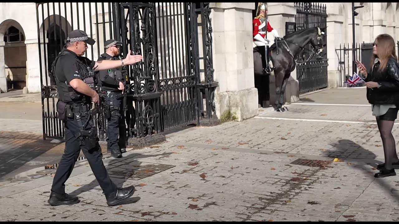 Armed Police Officer told her to Get Back!! Changing of the Guards ...