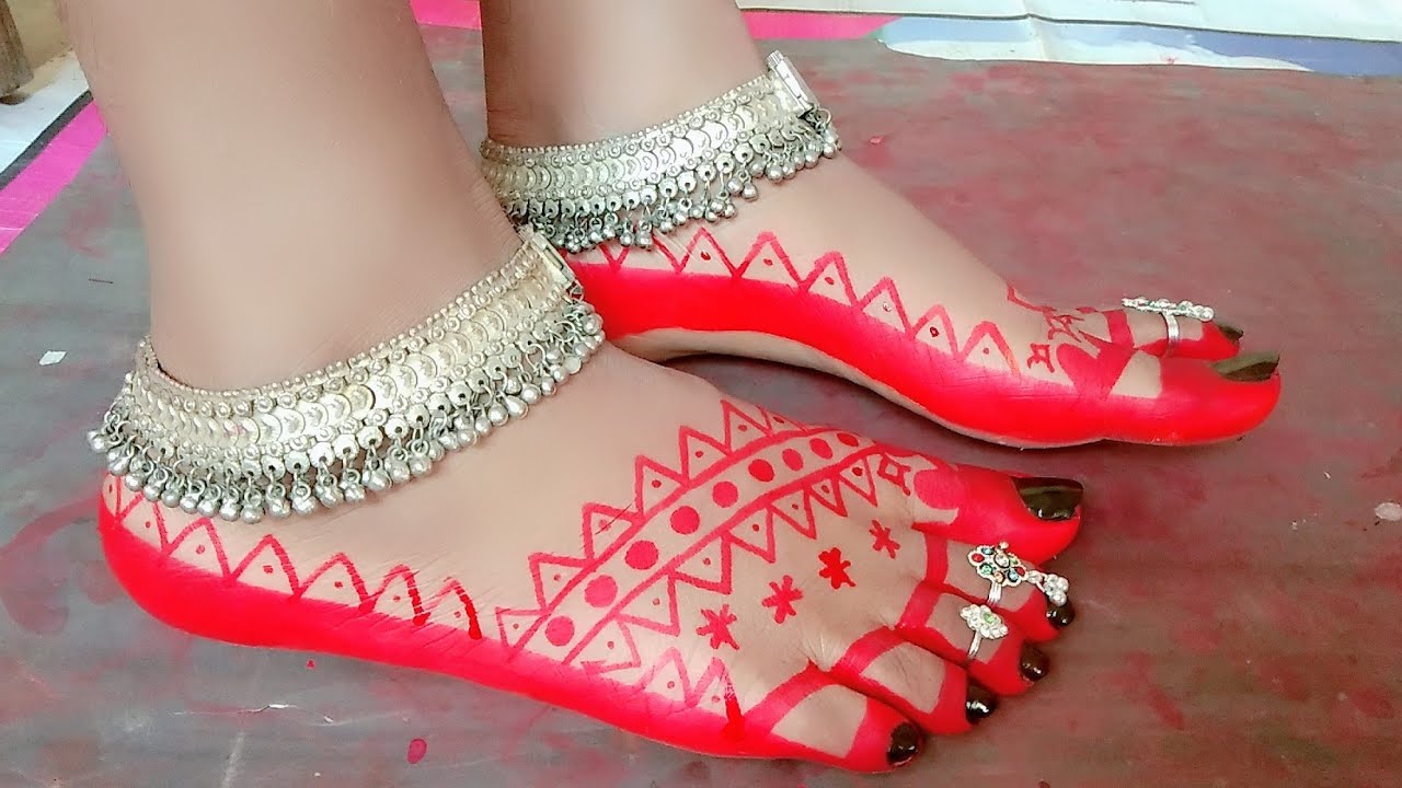 New Alta Design On Leg And Hand || Simple Alta Design For New || Solah ...