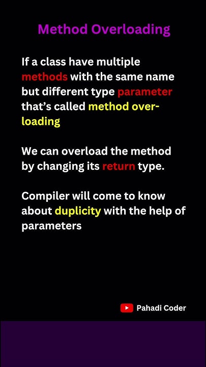 Method Overloading In Java Java Interview Question 17 Pahadi Coder