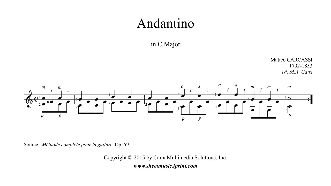 Carcassi : Andantino in C Major, Op. 59 - YouTube