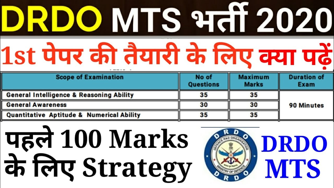 DRDO MTS Paper 1 Strategy, DRDO CBT 1 Strategy, DRDO MTS Previous ...