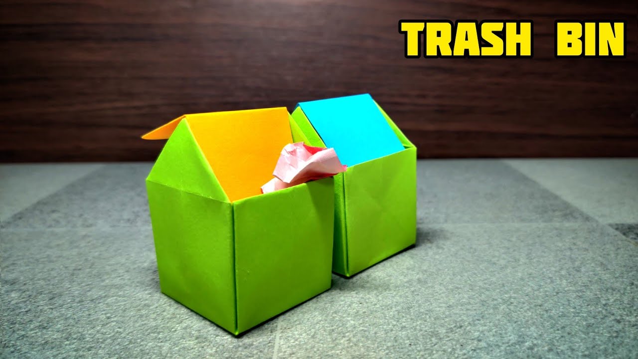 Origami Trash bin | Origami Waste bin | Origami tutorial | Paper craft ...
