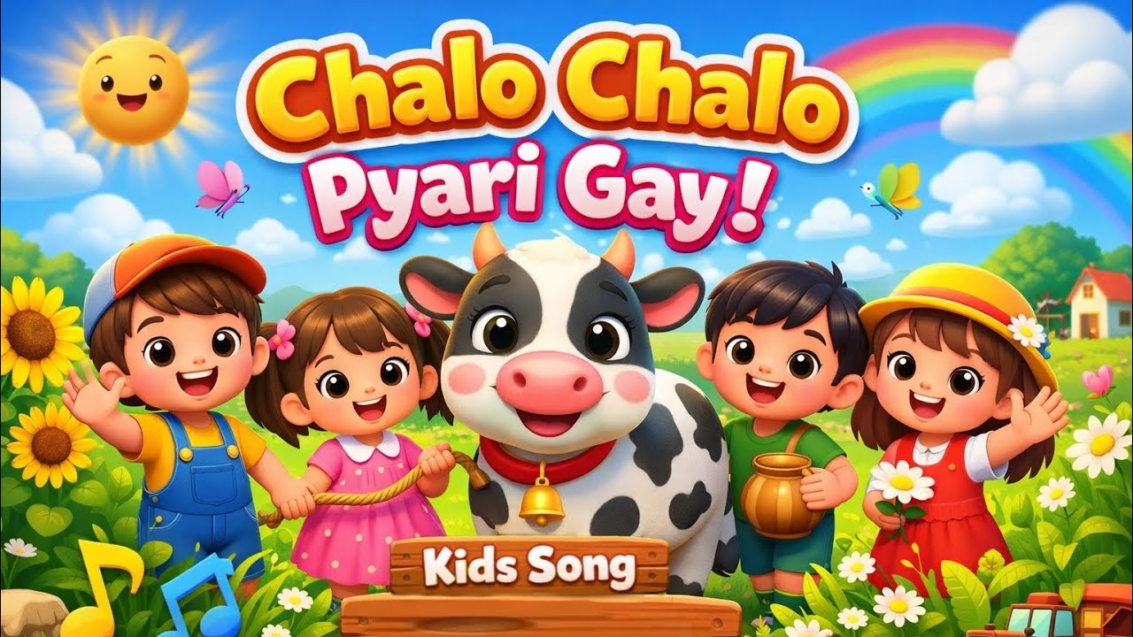 Chalo Chalo Pyari Gay 🐄🌾 | Cute Kids Song | Bacchon Ka Masti Wala ...