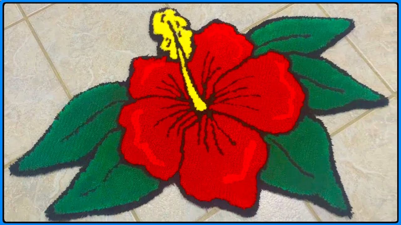 Tufting a Vibrant Hibiscus Flower rug from Start to Finish - YouTube