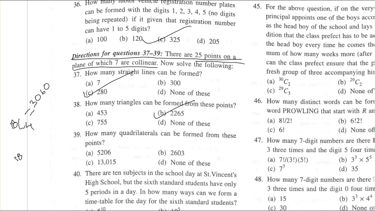 Permutations and Combinations Moderate level Questions solutions - YouTube