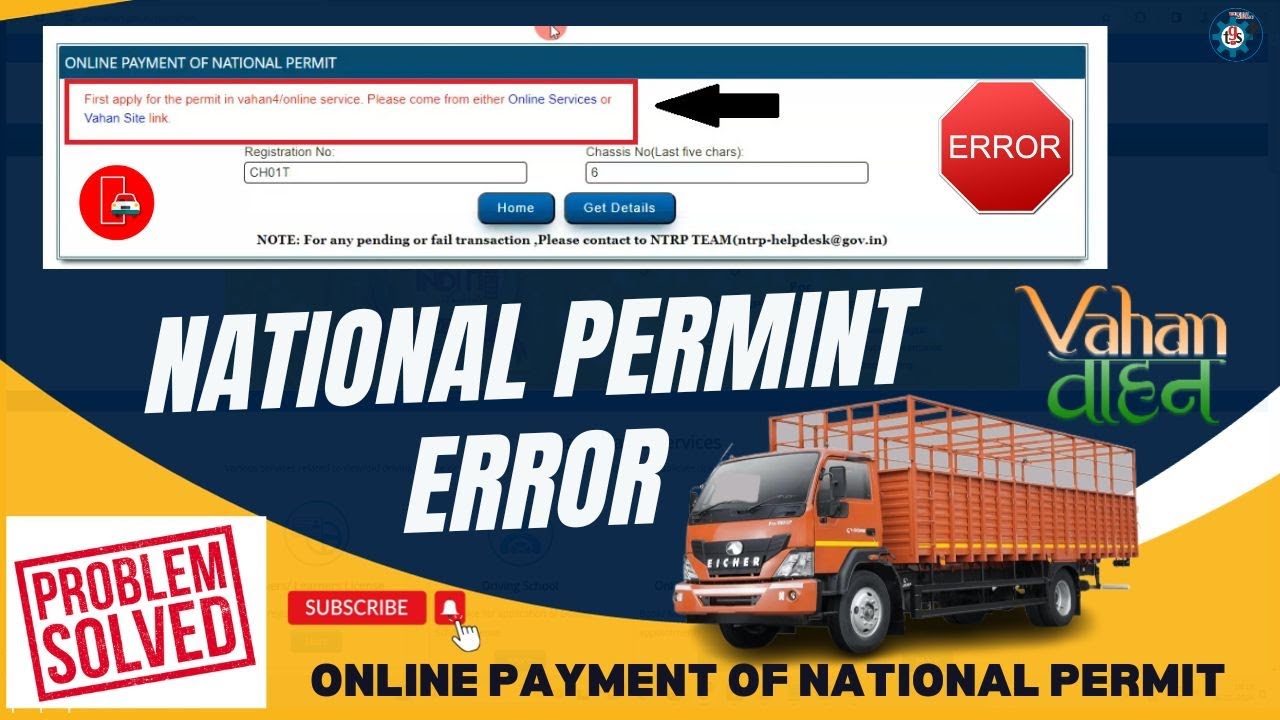 First apply for the permit in vahan4 || National Permit Error Solved ...