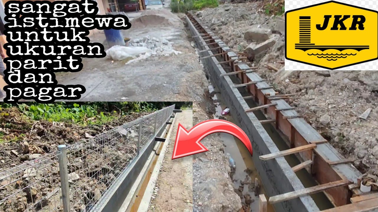 cara membuat parit dan pagar sesuai standard JKR malaysia, - YouTube