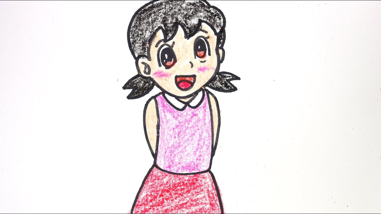 How to draw Sue from Doraemon #001 도라에몽 이슬이 따라 그리기 cute kawaii かわいい 可愛 ...