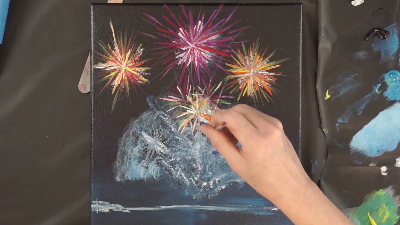 Acrylic Painting - Fireworks Happy New Year 164 - YouTube