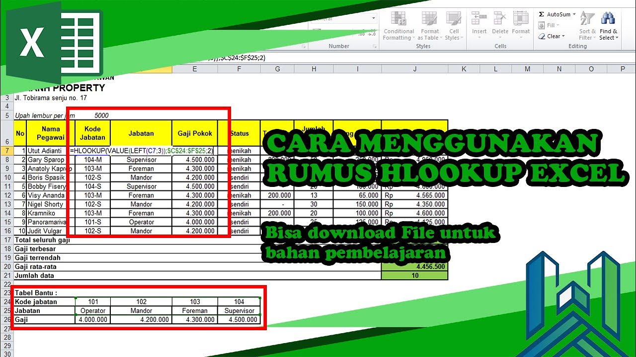 Dasar Rumus Excel Rumus Dasar Excel Vlookup Hlookup