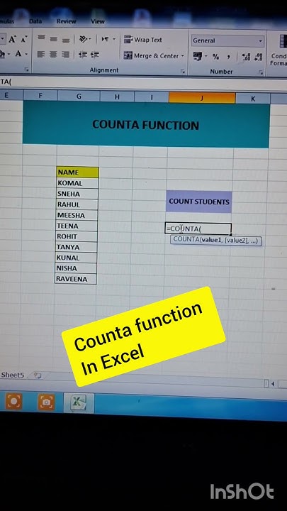 Counta function in Excel #excel #exceltips #exceltutorial #exceltricks #computer #msexcel - YouTube