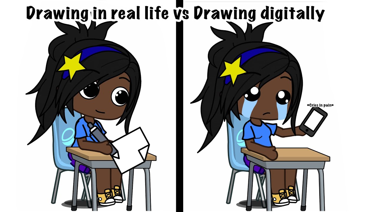 Drawing in real life vs Drawing Digitally - YouTube