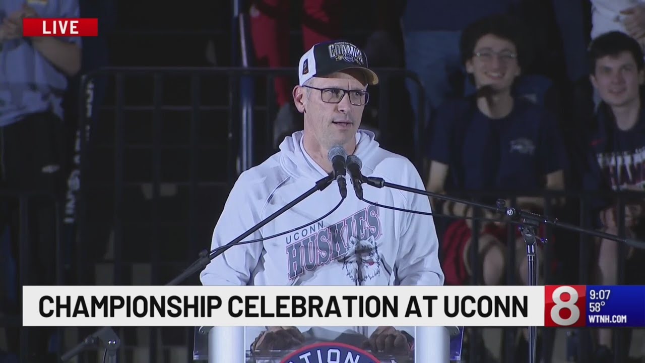UConn fans welcome home back-to-back NCAA champs - YouTube