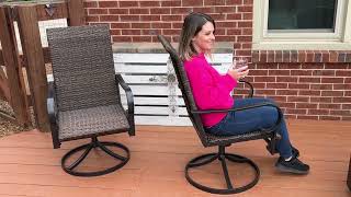 Review of PHI VILLA Outdoor Patio C Spring Rattan Chairs Set of 2 Pieces High Back