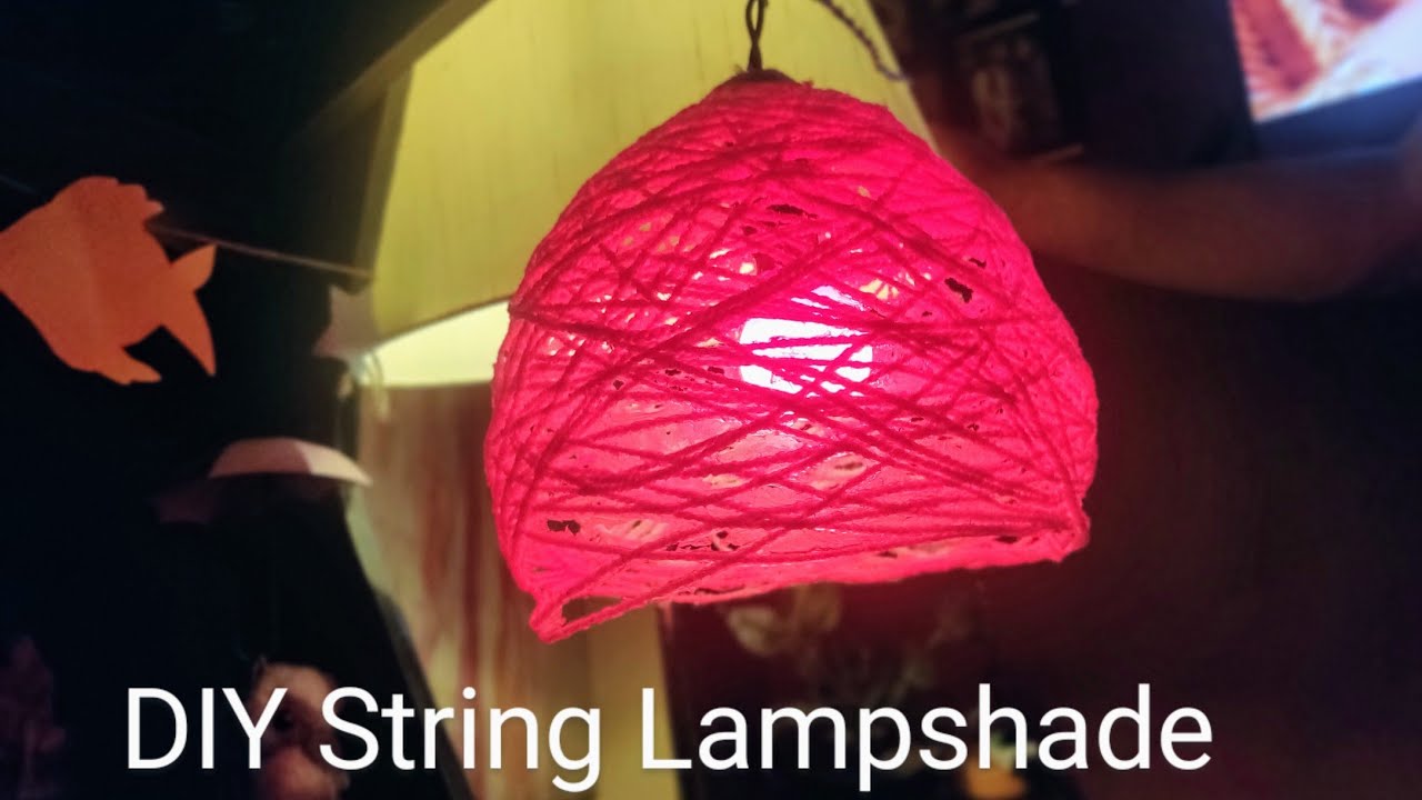 DIY Lampshade with wool or cotton thread | Cute DIY Lamp and Light ...