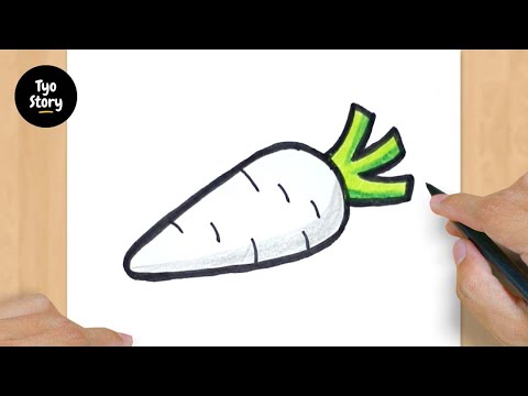 #579 How to Draw a White Radish - Easy Drawing Tutorial - YouTube