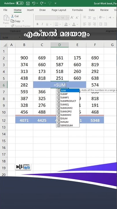 Excel Malayalam tutorial | Excel Malayalam | MS Excel malayalam | #youtubeshorts #tutorial - YouTube