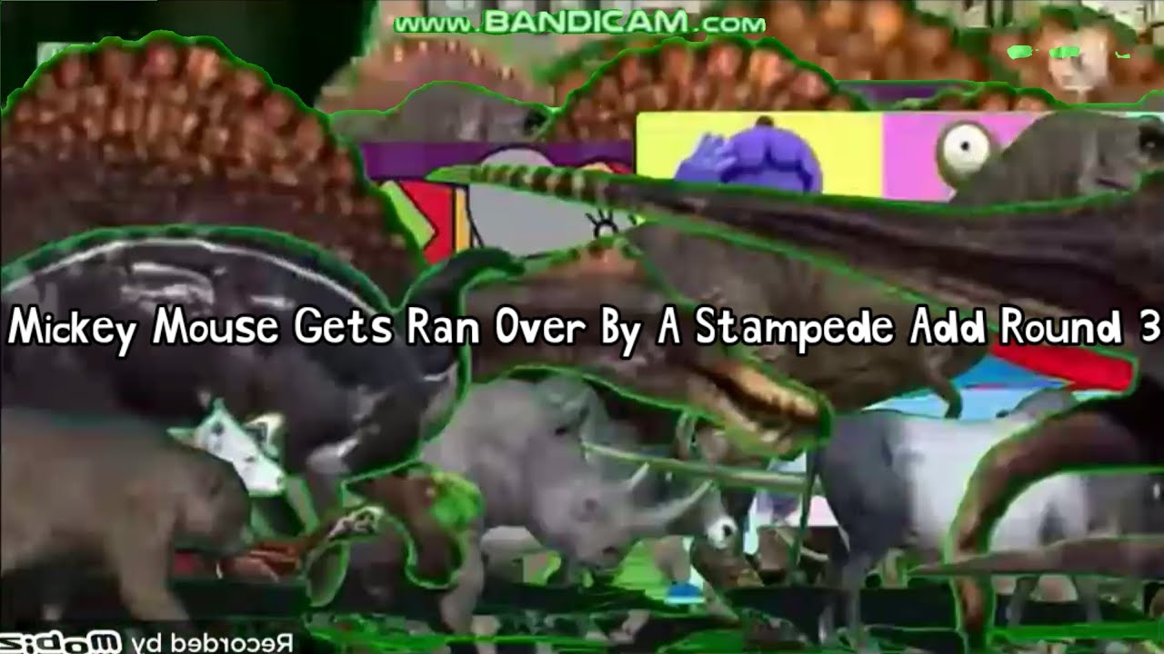 Mickey Mouse Gets Ran Over By A Stampede Add Round 3 - YouTube