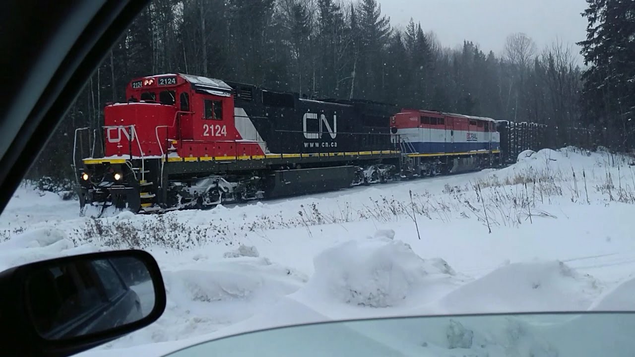 CN 2124, BC RAIL 4602 Timber Train in Michigamme, MI - 1/7/17 @ 2:24 PM ...