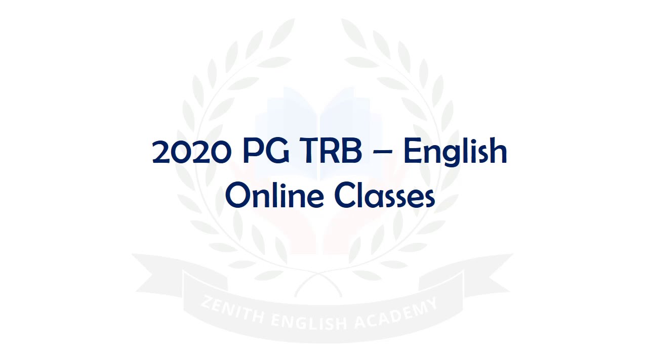 PG TRB 2020 - ONLINE CLASSES FOR ENGLISH - YouTube